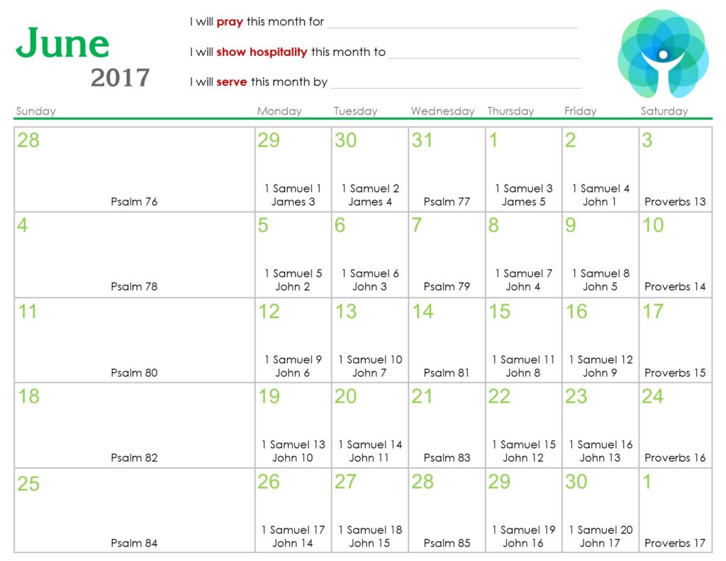 June 2017 Daily Bible Reading Calendar – In God's Image