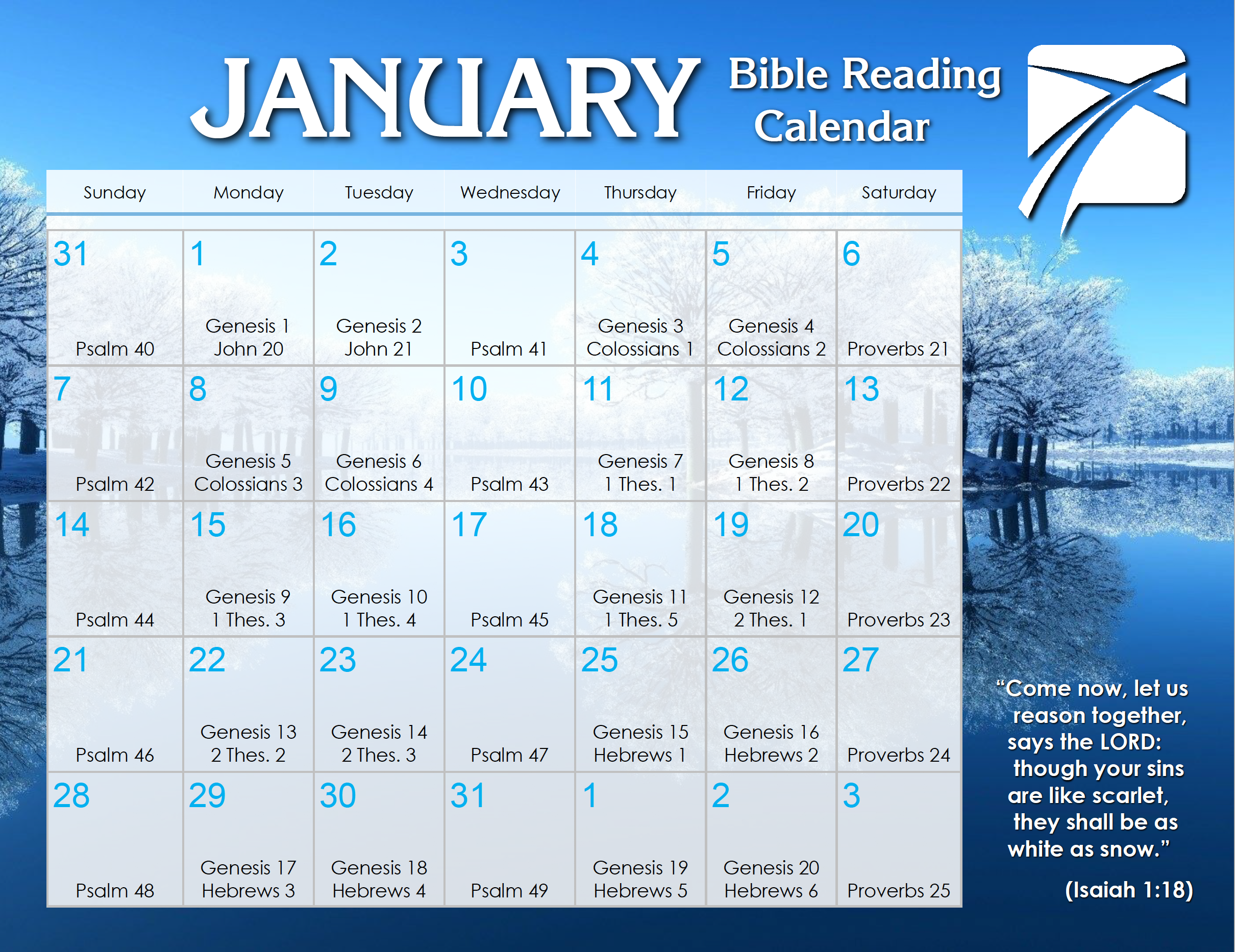 January 2018 Daily Bible Reading Calendar In God s Image January 2018 Daily Bible Reading Calendar In God s Image