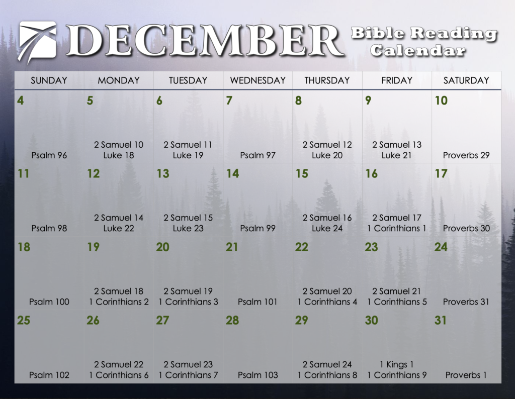December 2022 Bible Reading Calendar – In God's Image